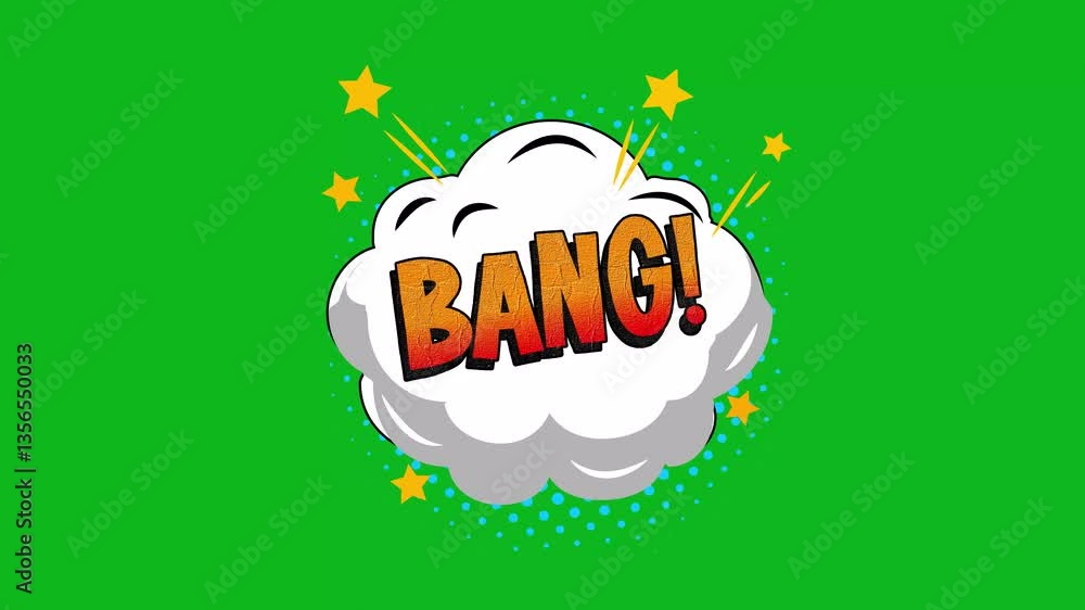 Animated Comic BANG Text in Pop Art Style with Retro Explosions ...
