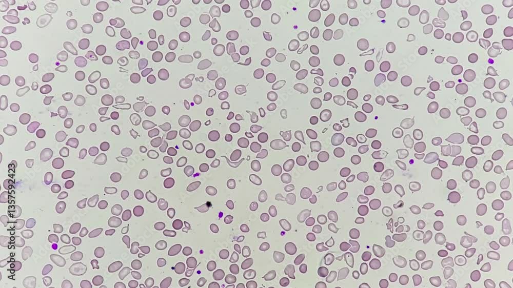 Hematological slide of Microscopic image showing severe microcytic ...