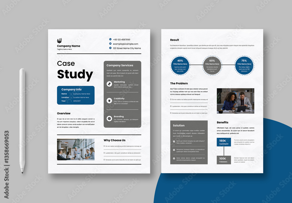 Case Study Template Layout Stock Template | Adobe Stock