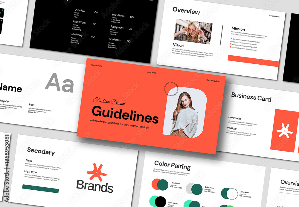 Modern Brand Guidelines Template Presentation Stock Template | Adobe Stock