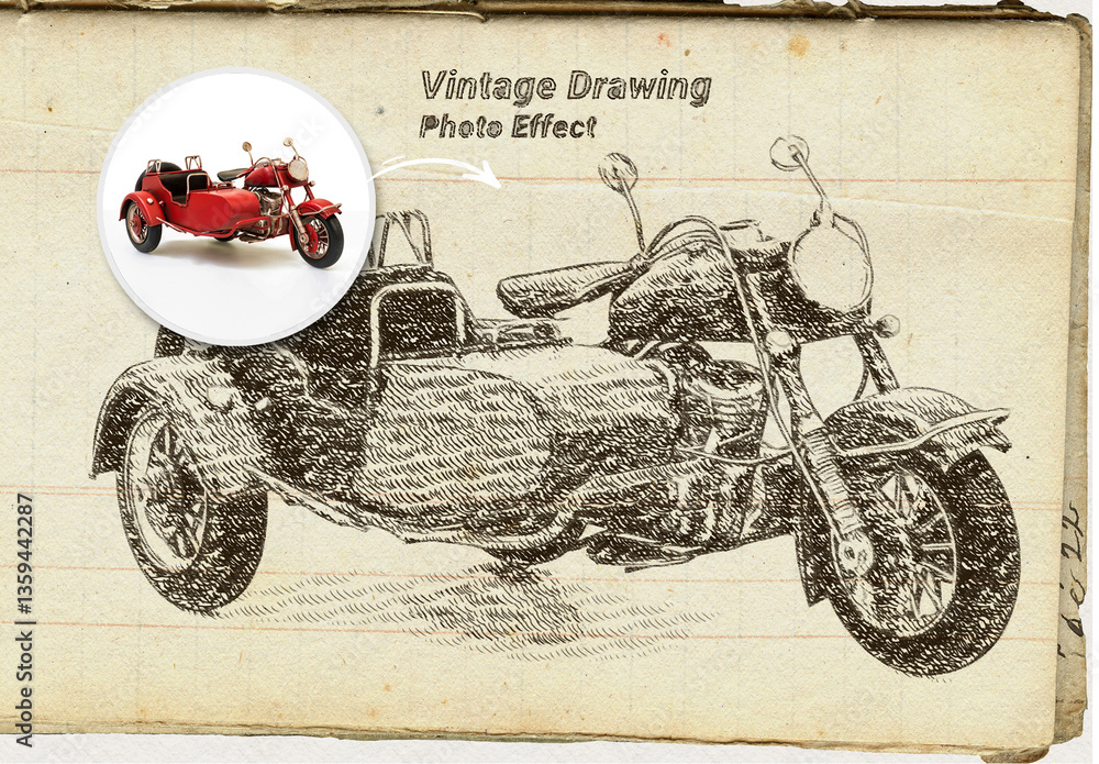 Vintage Drawing Photo Effect Stock Template | Adobe Stock