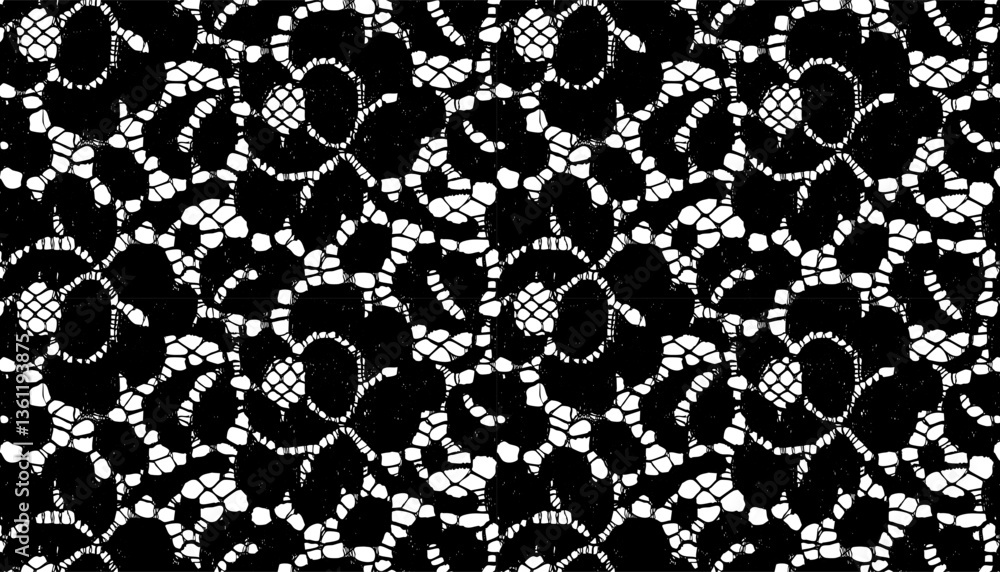 Classic black lace fabric with interwoven floral patterns 素材庫向量圖 ...