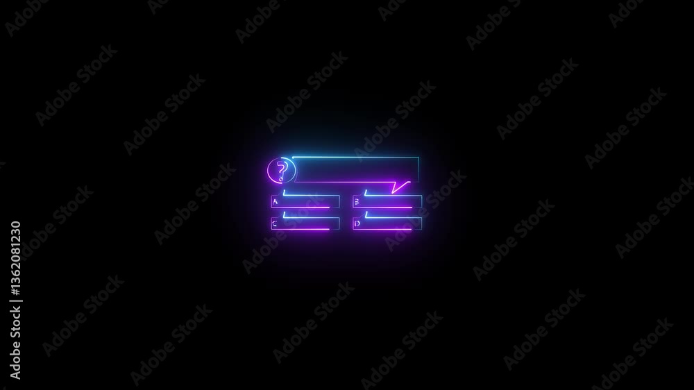 Blue-violet animated quiz template on black background animation ...