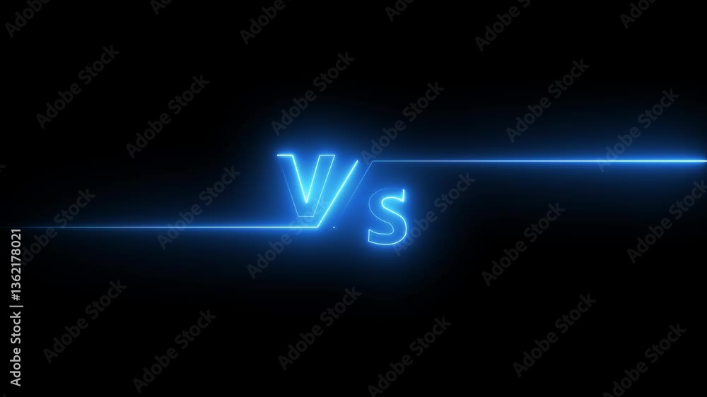 An excellent neon Versus screen style.. Neon banner Announcement of two ...