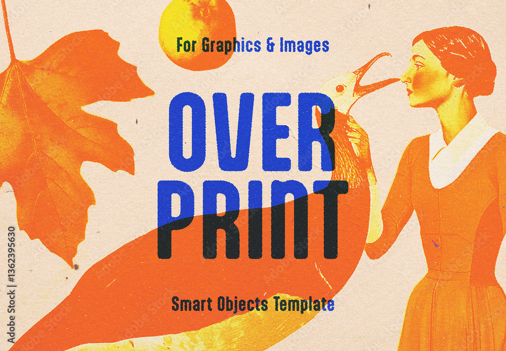 Overprint Risograph Effect Mockup Stock Template | Adobe Stock