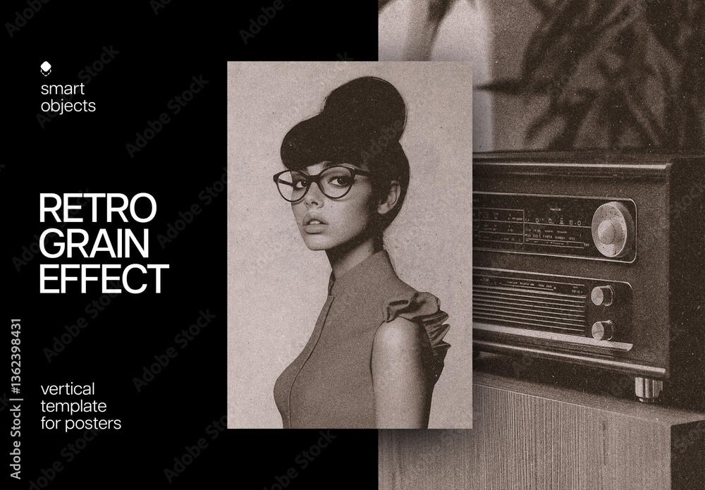 Retro Grain Poster Template Mockup Stock テンプレート | Adobe Stock