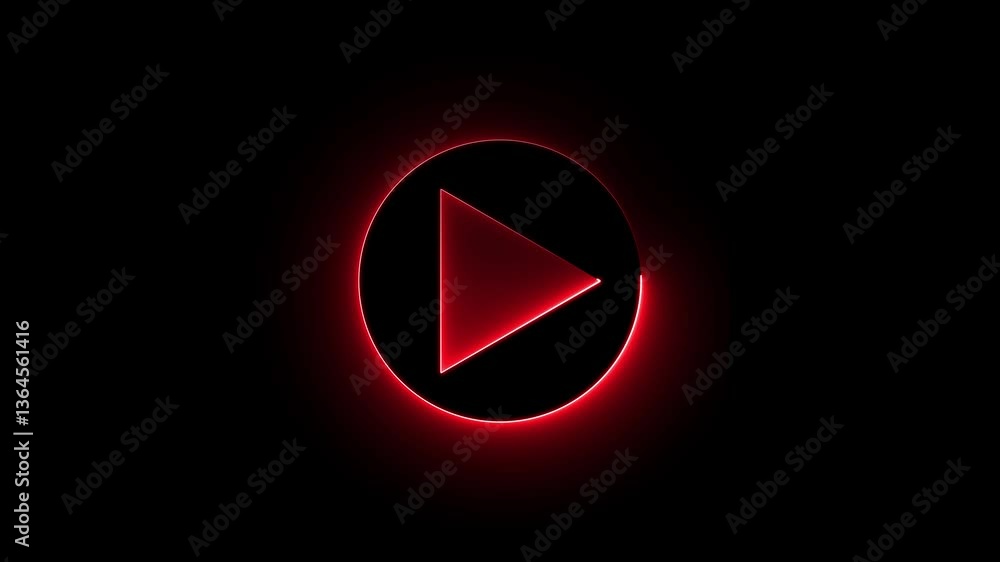Neon Play button icon. Animation of glowing neon sign Video, audio neon ...