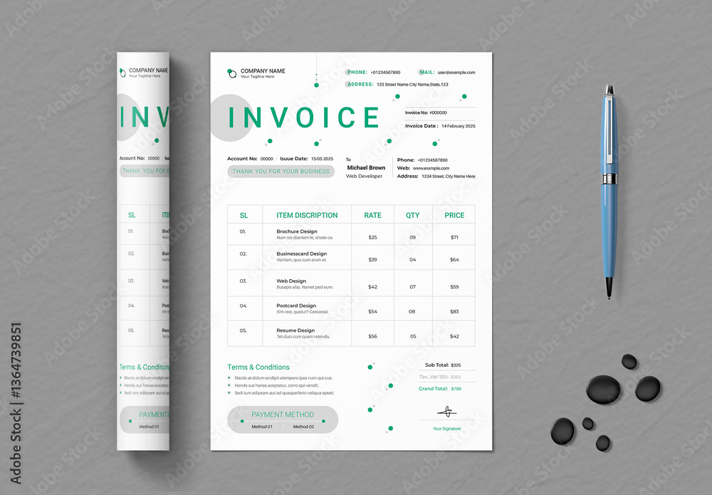 Invoice Template Layout Stock Template | Adobe Stock