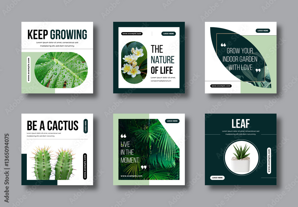Botanical Social Media Post Nature Inspired Elegant Design Stock ...