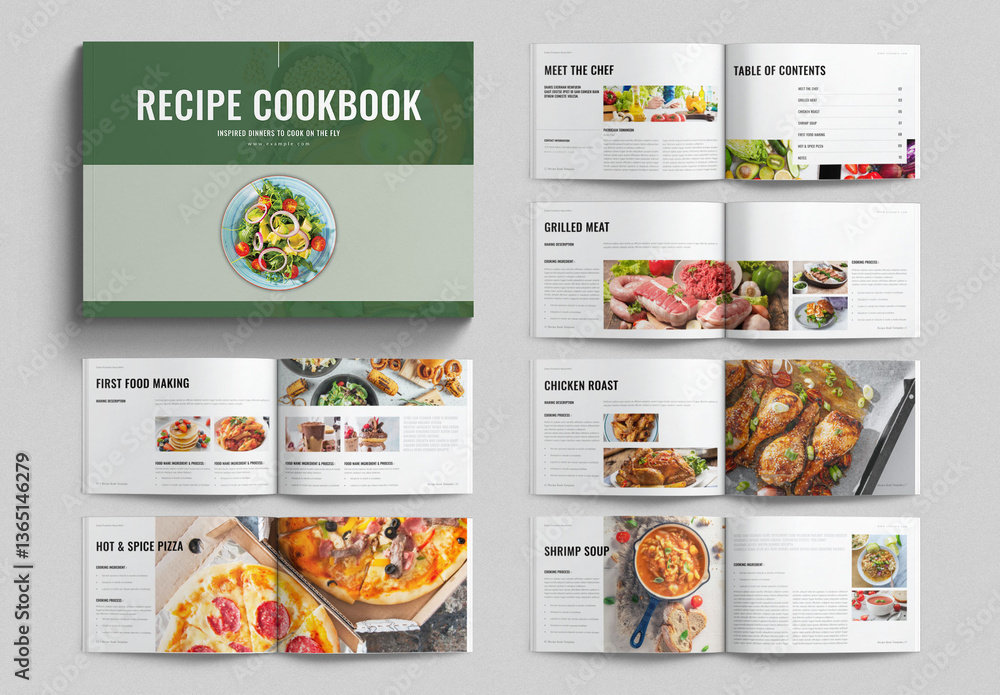 Recipe Book Template Landscape Stock Template | Adobe Stock