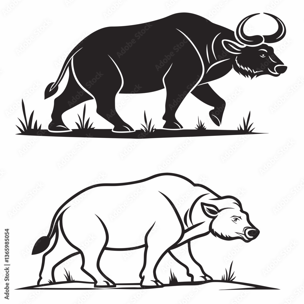 Poster gaur black silhouette icon vector – Wall Art | UkPosters