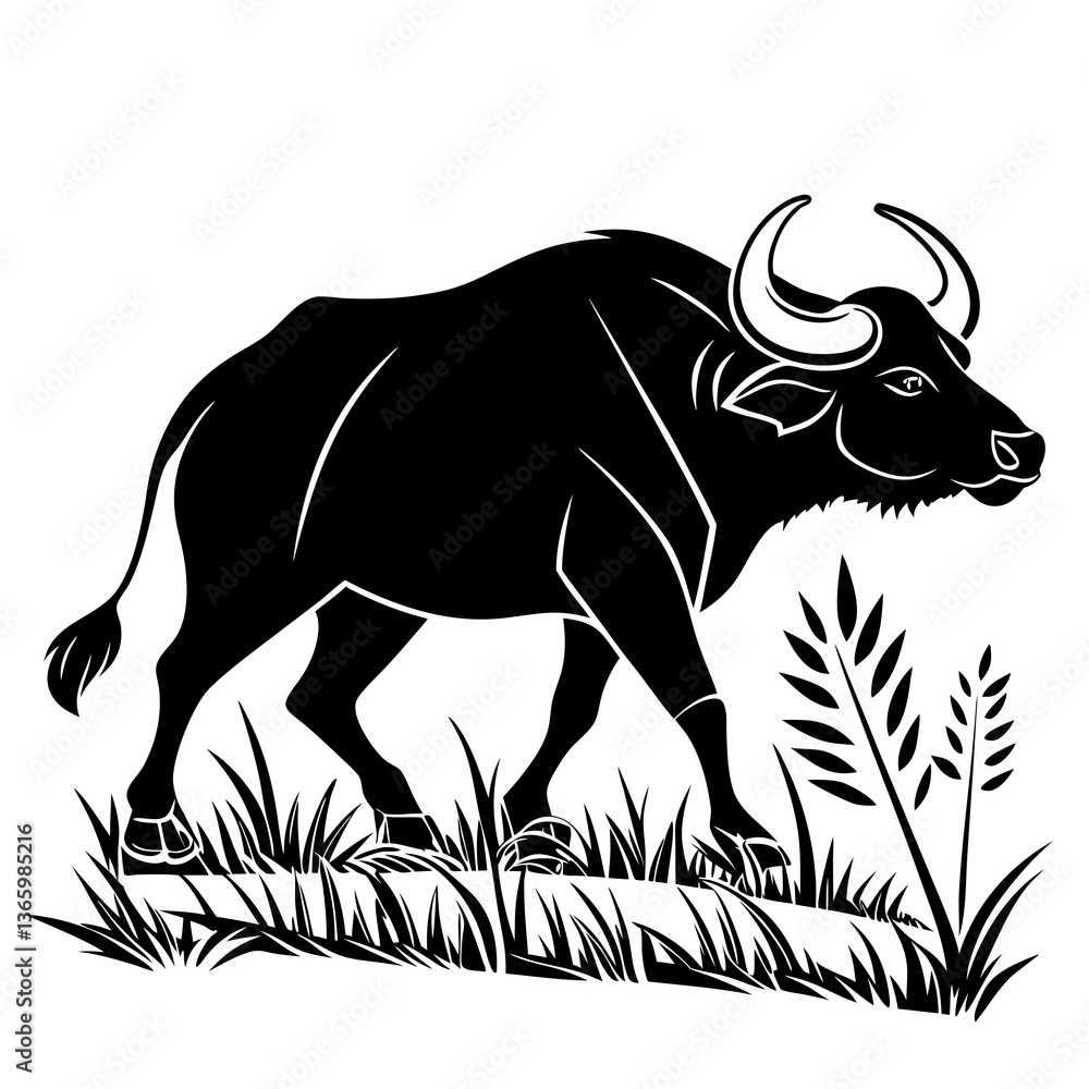 Poster gaur black silhouette icon vector – Wall Art | UkPosters