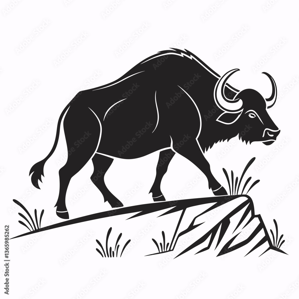 Poster gaur black silhouette icon vector – Wall Art | UkPosters
