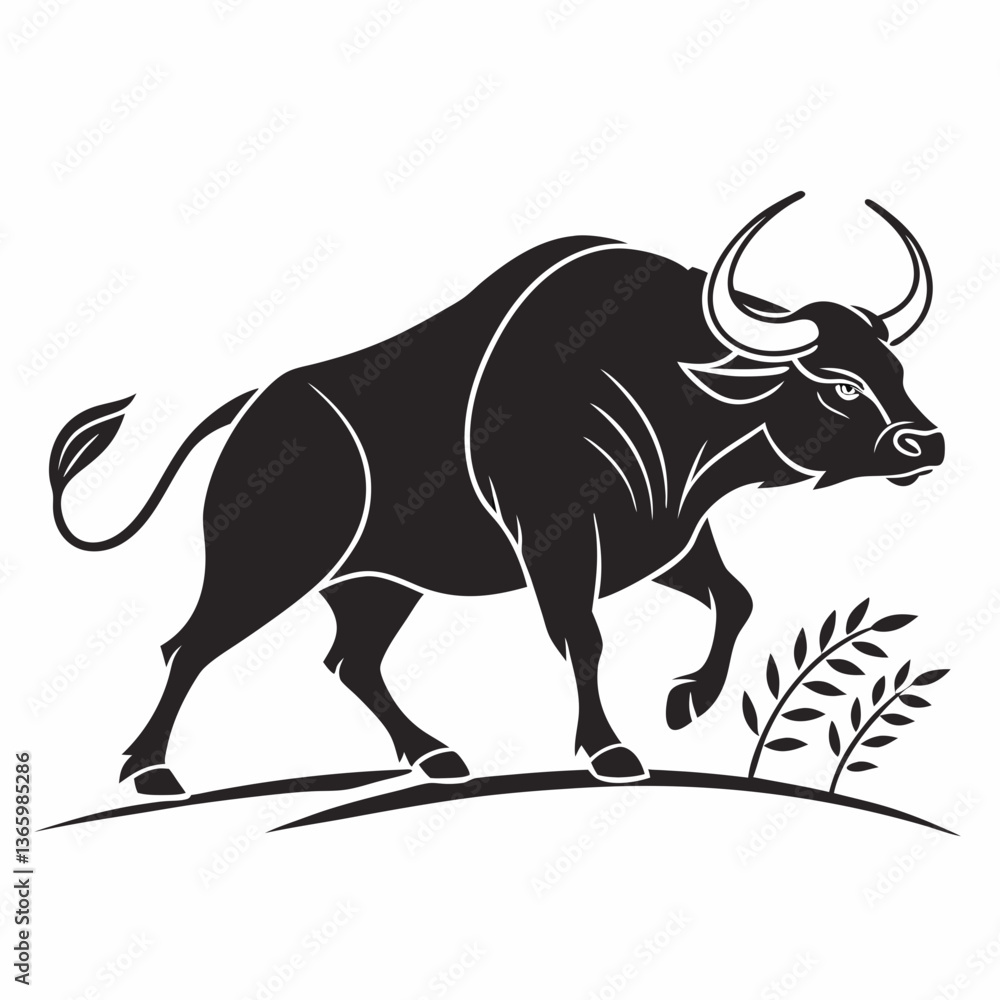 Poster gaur black silhouette icon vector – Wall Art | UkPosters