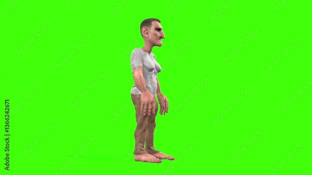 3D Cartoon character idle standing loop animation with cycle view ...