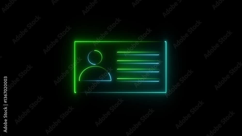 ID Card icon. Neon Identification card outline icon . Driver's license ...