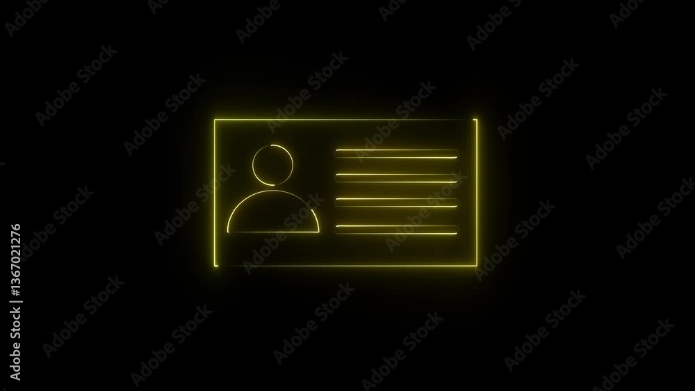 ID Card icon. Neon Identification card outline icon . Driver's license ...