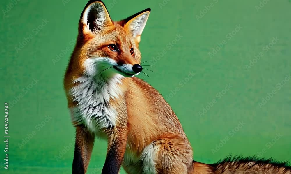majestic red fox looking around curiously, its sharp eyes and pointed ...