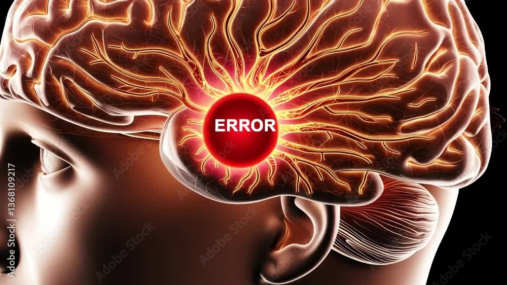 Illustration of human brain anatomy with central red sphere labeled ...