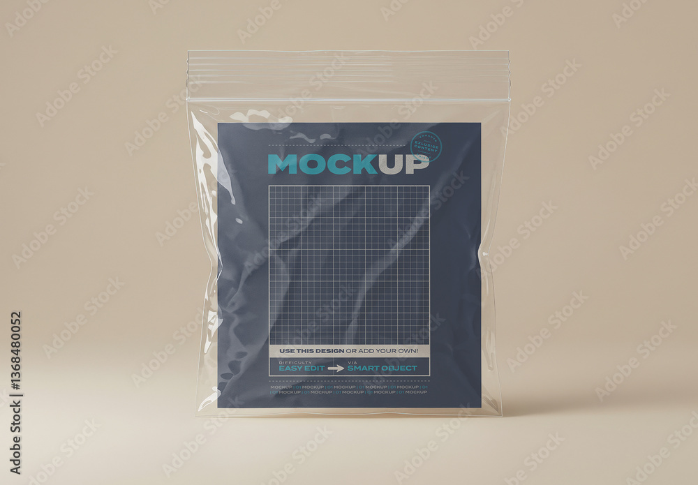 Paper inside Zip Bag Mockup Stock Template | Adobe Stock