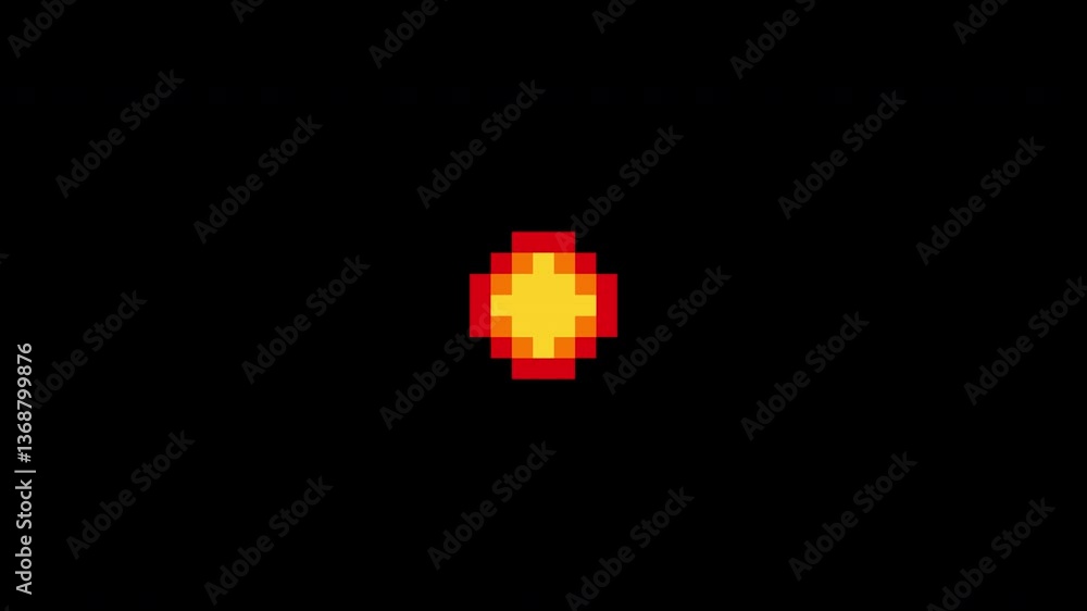 8-bit pixel art explosion animation. Transparent. Alpha channel. Flash ...