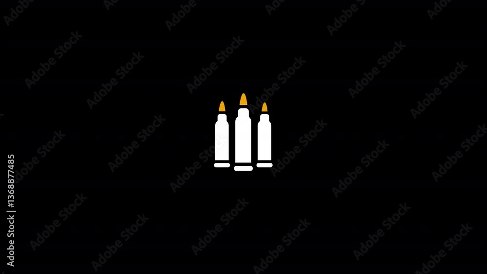 Vídeo do Stock: Animated caliber icon. Bullets line animation. Military ...