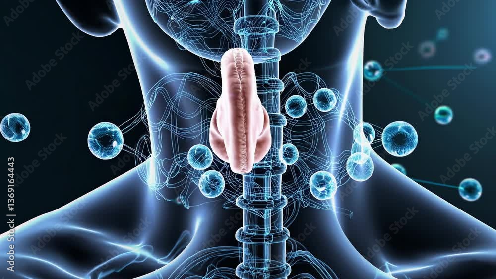 Rotating human thyroid gland, revealing anatomical structure, x ray ...