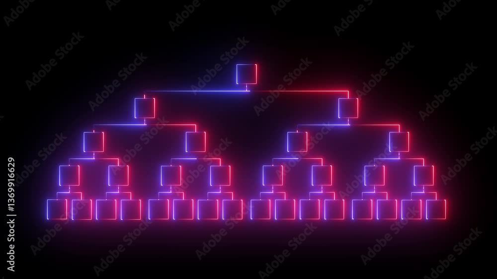 Neon Tournament Bracket icon Animation on black background. Fighting ...