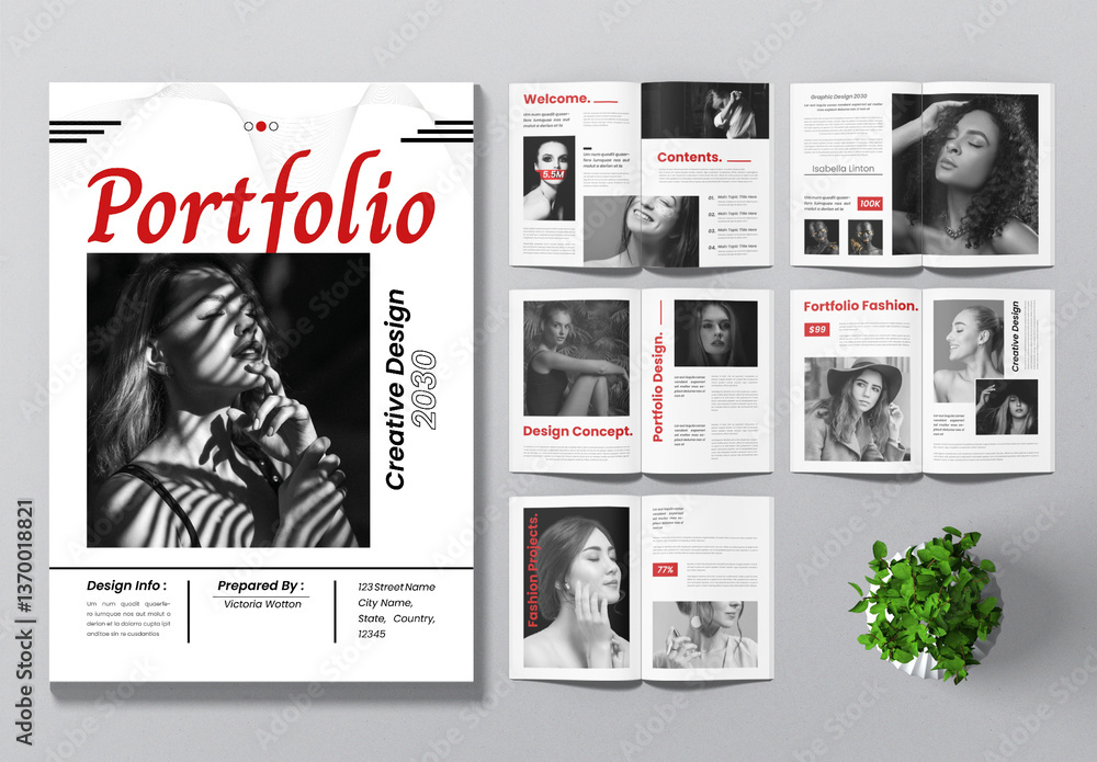 Clean And Modern Portfolio Template Layout Stock Template | Adobe Stock