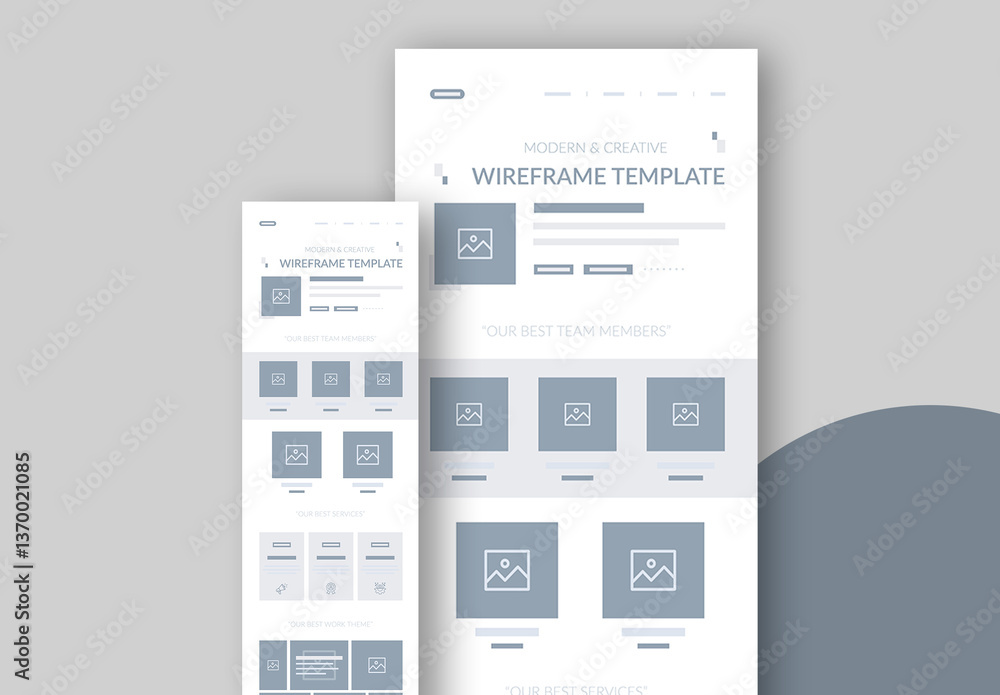 Modern And Creative Wireframe Template Layout Stock Template | Adobe Stock