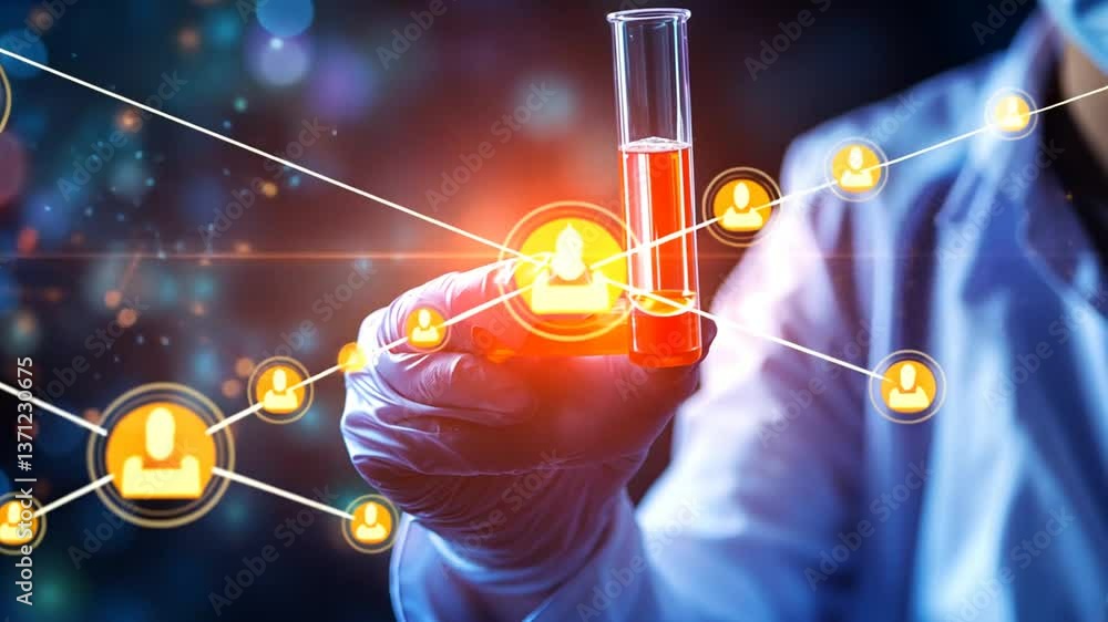 Scientist Conducts Experiment With Laboratory Test Tube in Hands ...