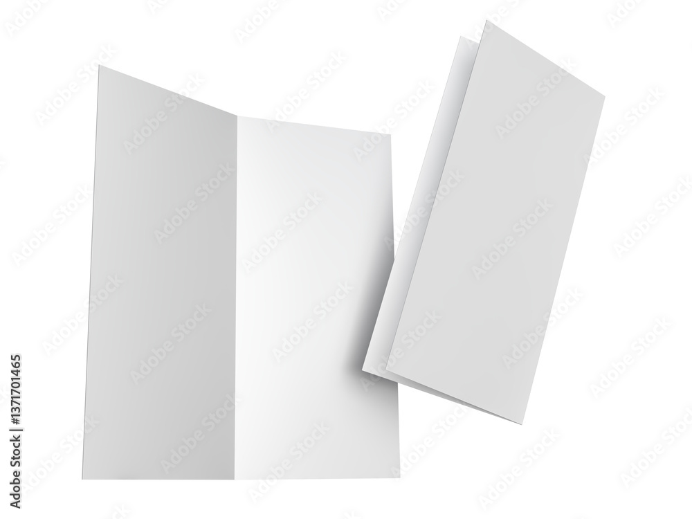 Bi fold, two panel fold, open leaflet mockup template isolated on ...