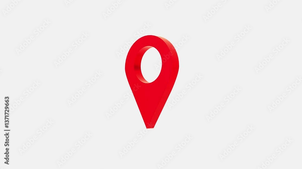 red map location pin bouncing on chroma key background, location icon ...