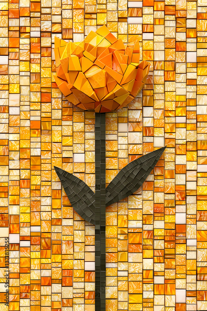 Orange Geometric Tulip Mosaic Art Stock Photo | Adobe Stock
