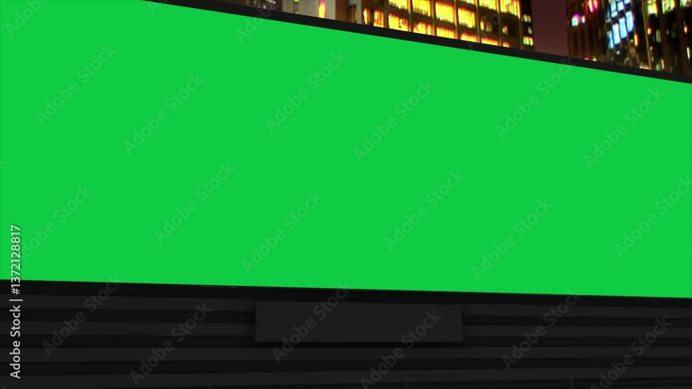 Advertising horizontal billboard with green screen on roadside ...