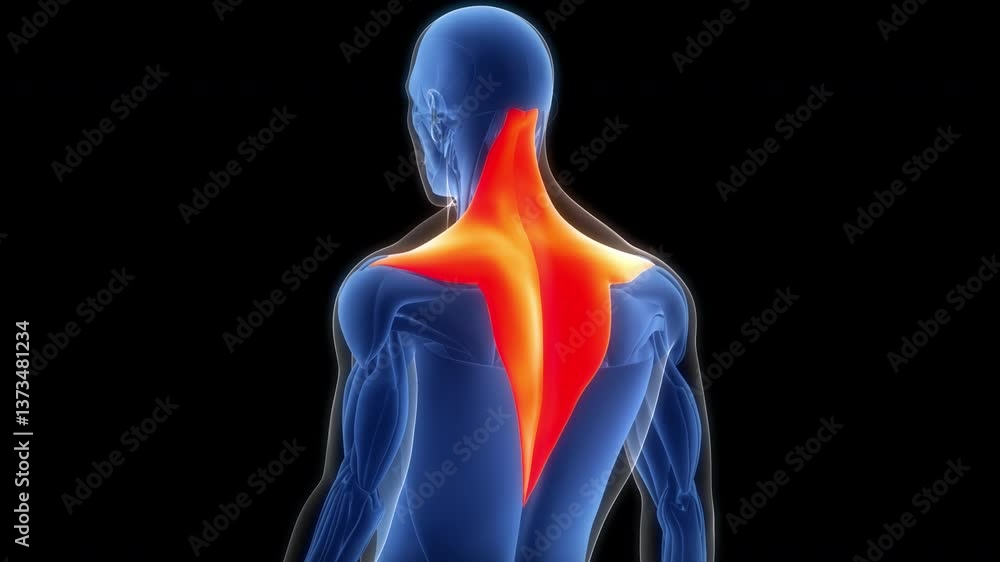Human Muscular System Torso Muscles Trapezius Muscle Anatomy Animation ...