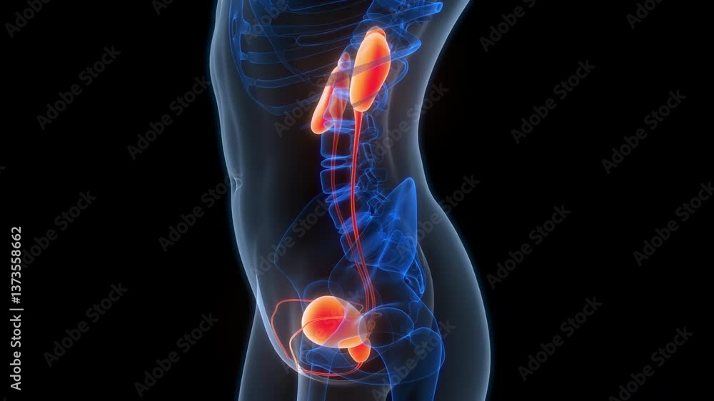 Human Urinary System Kidneys with Bladder Anatomy Animation Concept ...