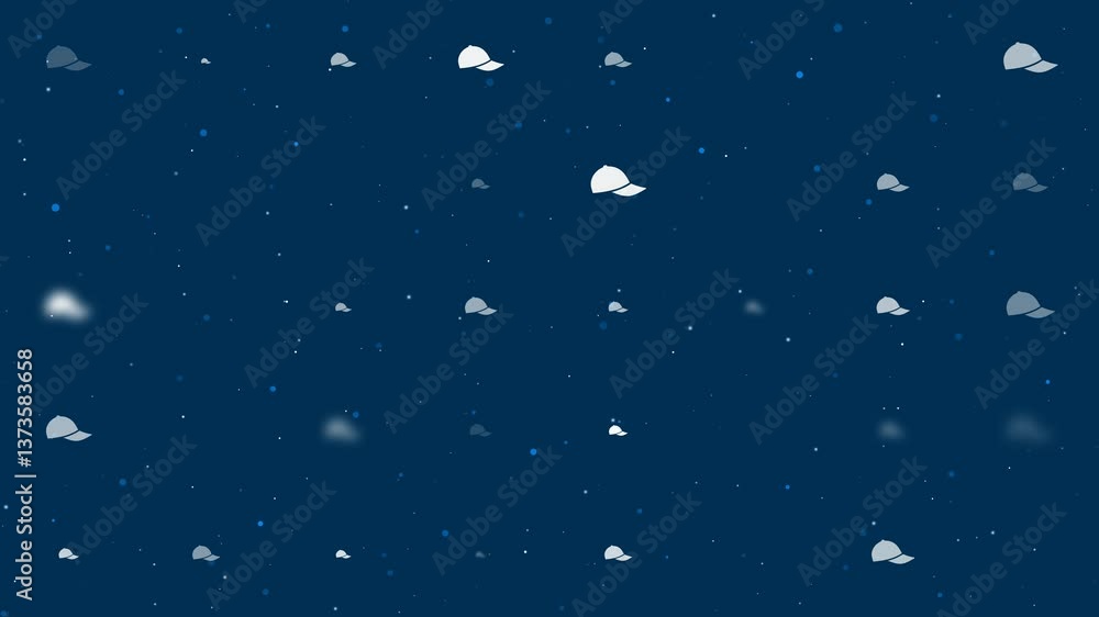 Template animation of evenly spaced baseball cap symbols of different ...