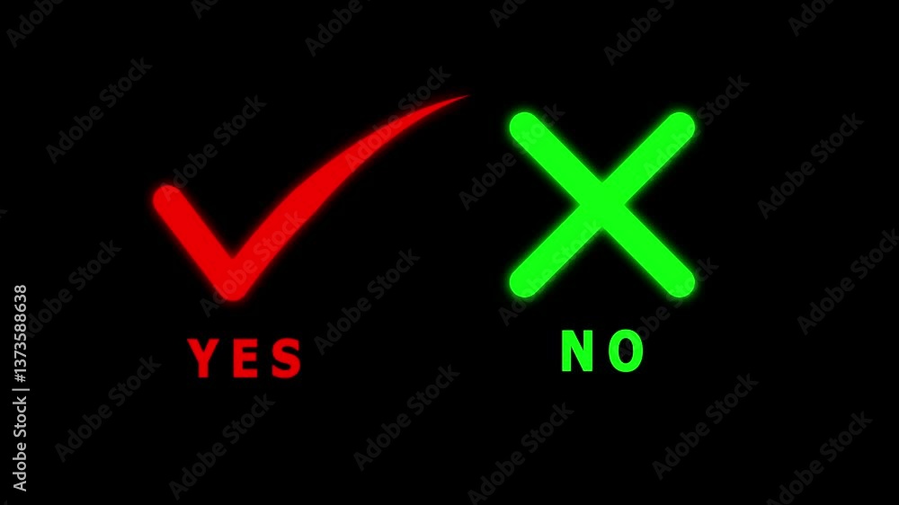 Tick or check mark and cross mark signs icon animation. False and true ...