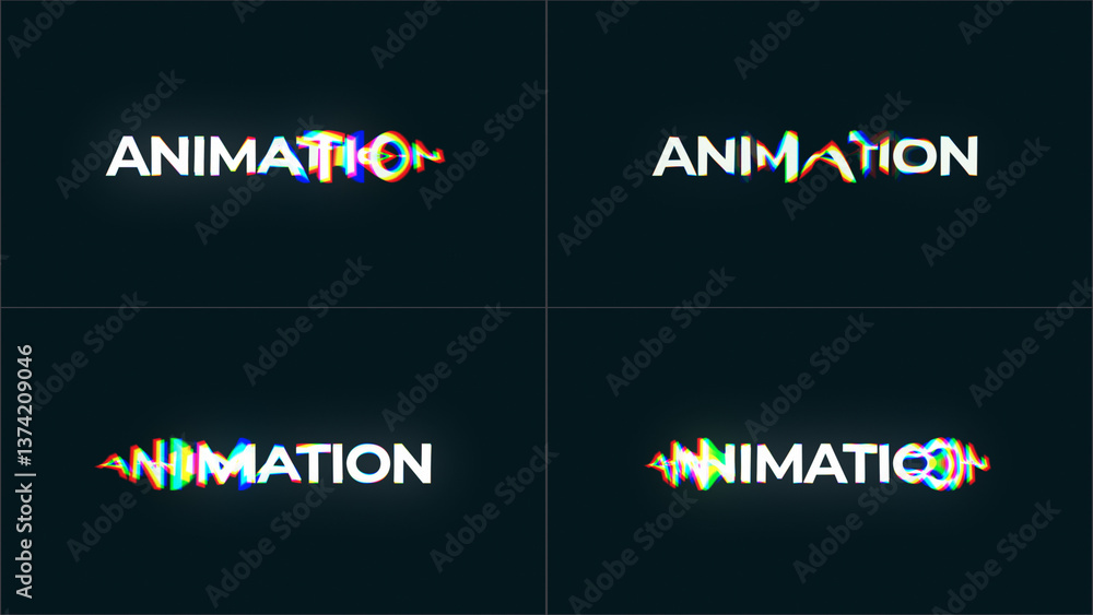RGB Color Split Bouncy Rotating Titles Stock Template | Adobe Stock