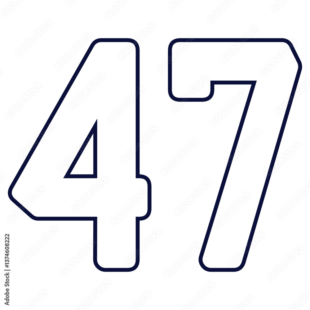 Poster 47,Classic Vintage Sport Jersey Number, Uniform numbers in black ...
