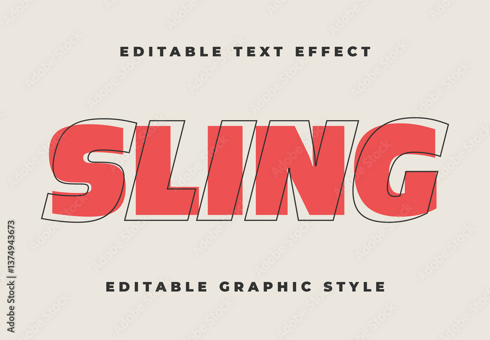 Red And Black Outline Bold Display Text Effect Stock Template | Adobe Stock