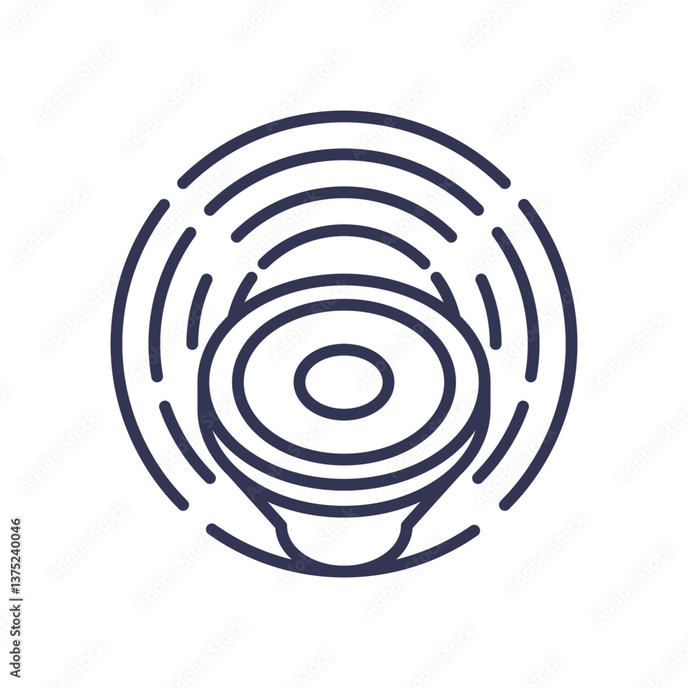Poster Speaker emitting sound waves, symbolizing audio projection ...