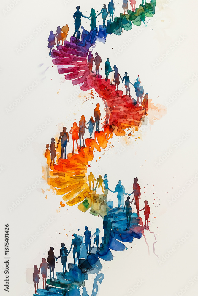 Poster dna double helix used as stairs symbolizing ancestry and ...