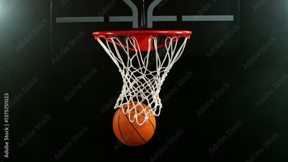 Video „Super Slow Motion of Basketball Ball Hitting the Basket. Filmed ...