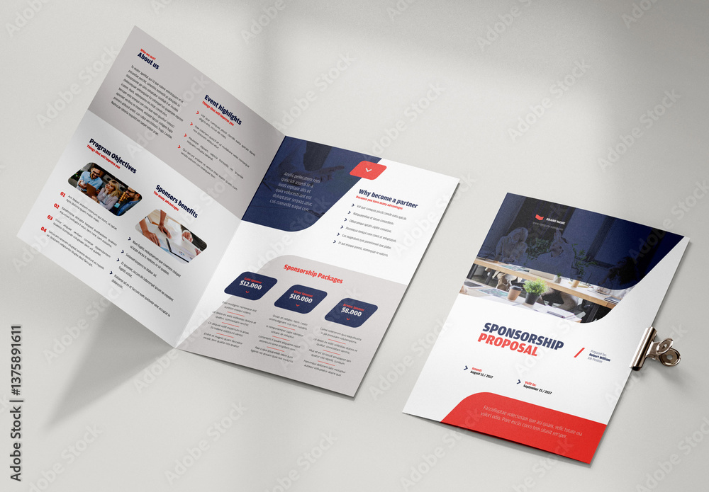 Sponsorship Proposal Bifold Brochure Template Stock Template | Adobe Stock