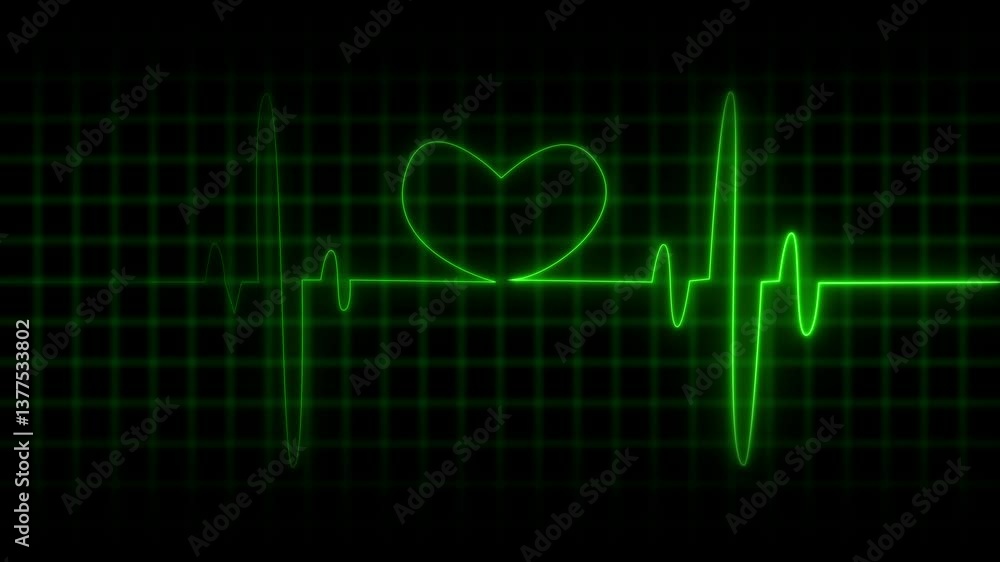 Human Hart Beat signal looping animation. Cardiogram Heart Pulse Moving ...