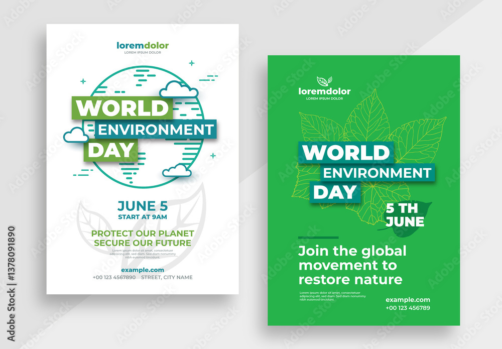 World Environment Day Flyer Template with Modern Green and White Design ...