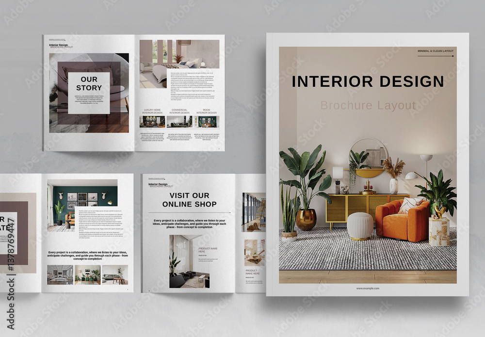 Interior Design Brochure Layout Stock Template | Adobe Stock