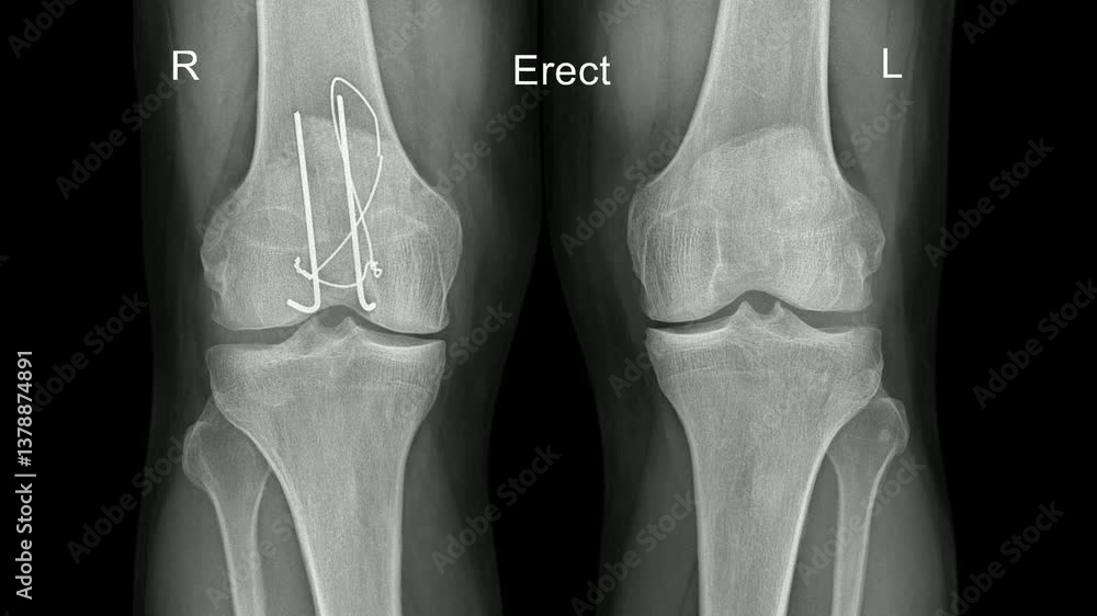 Real Human Patella Fracture Fixation Radiograph Showing Surgical Repair ...